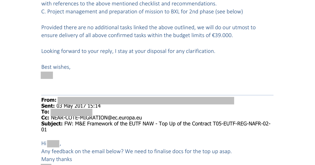 RE_ M&E Framework of the EUTF NAW - Top Up of the Contract T05-EUTF-REG ...