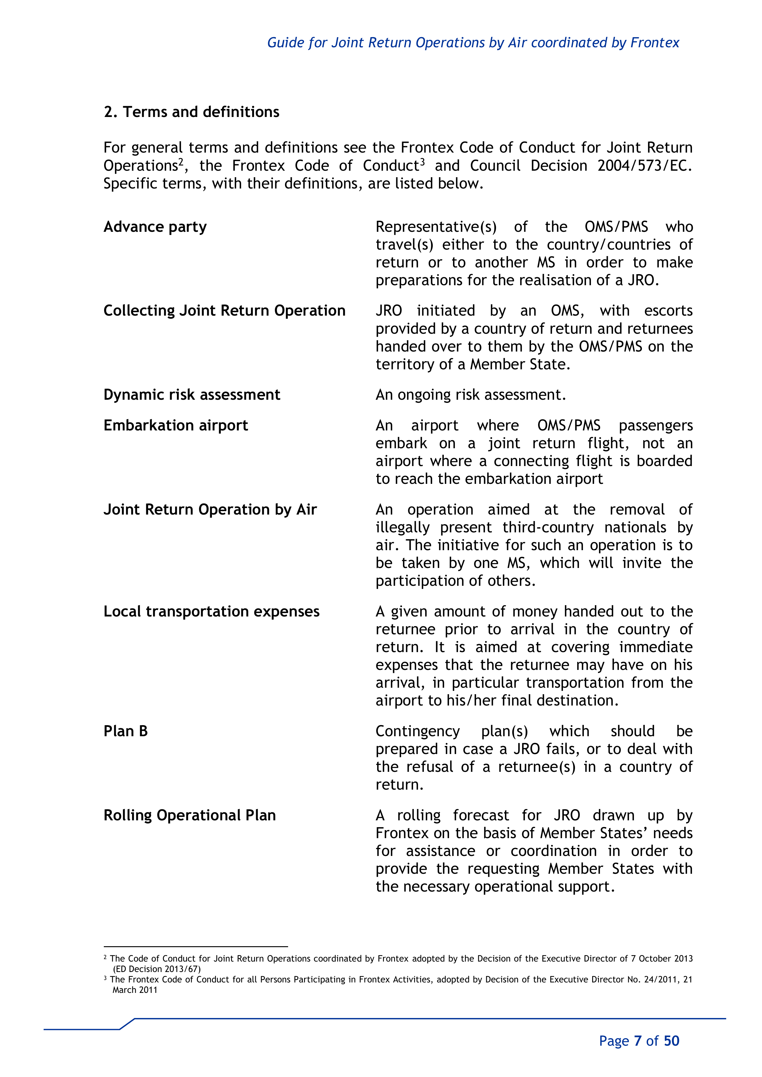 Guide for Joint Return Operations by Air coordinated by Frontex ...