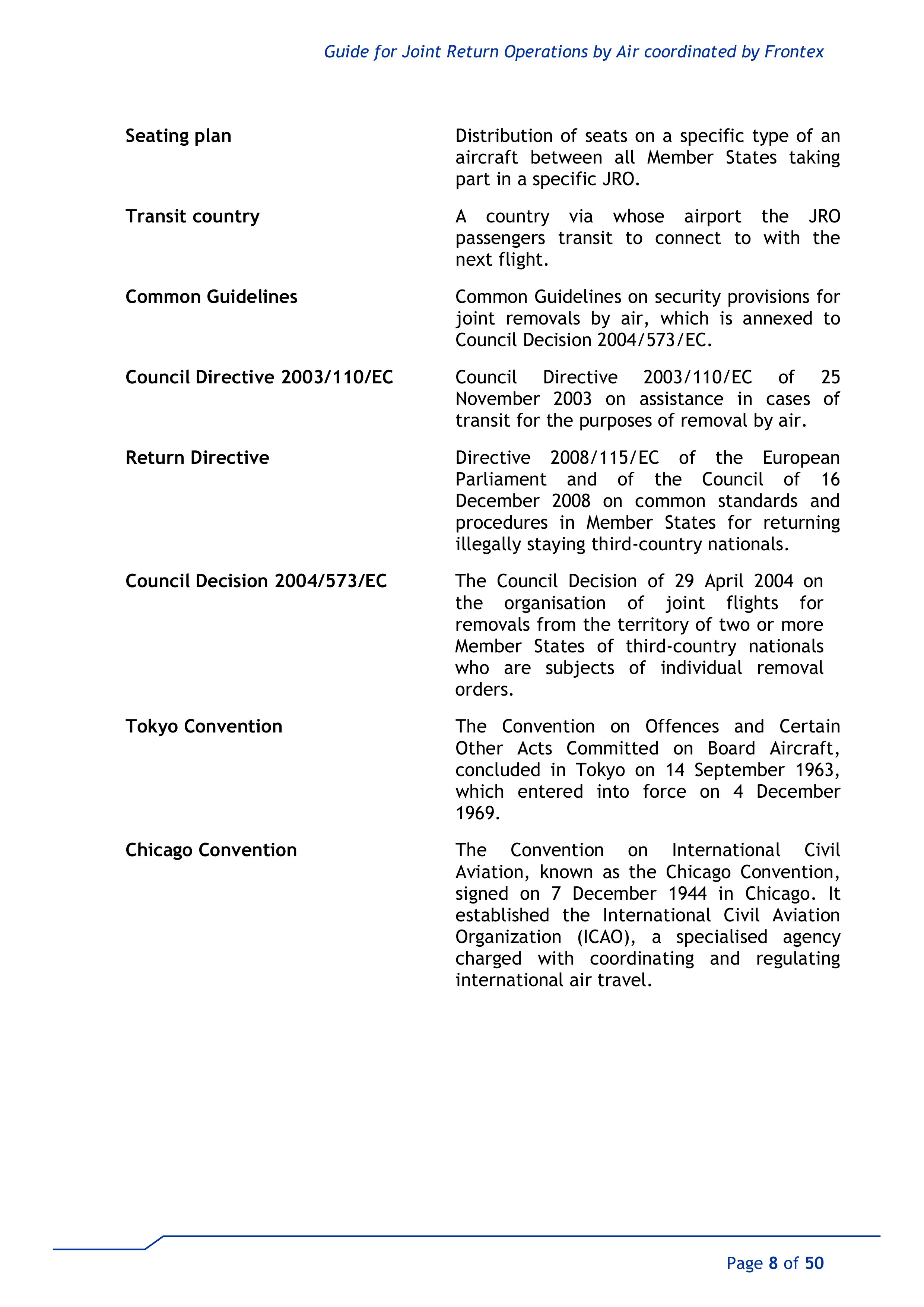 Guide for Joint Return Operations by Air coordinated by Frontex ...