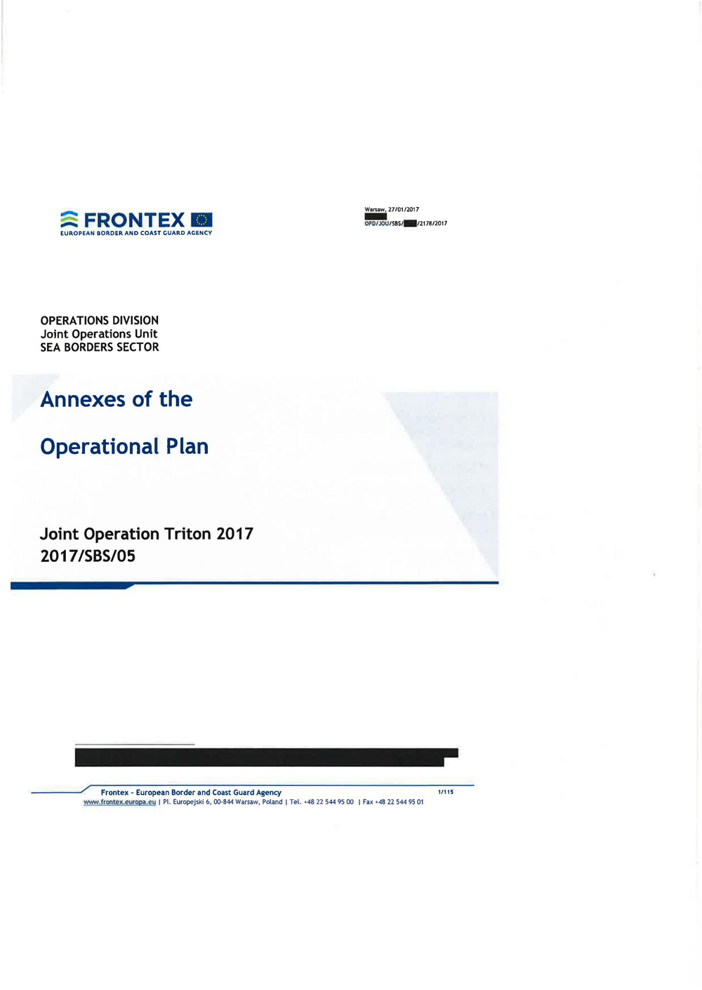 PAD_Specific Annexes of OPLAN JO Triton 2017_final version - FragDenStaat