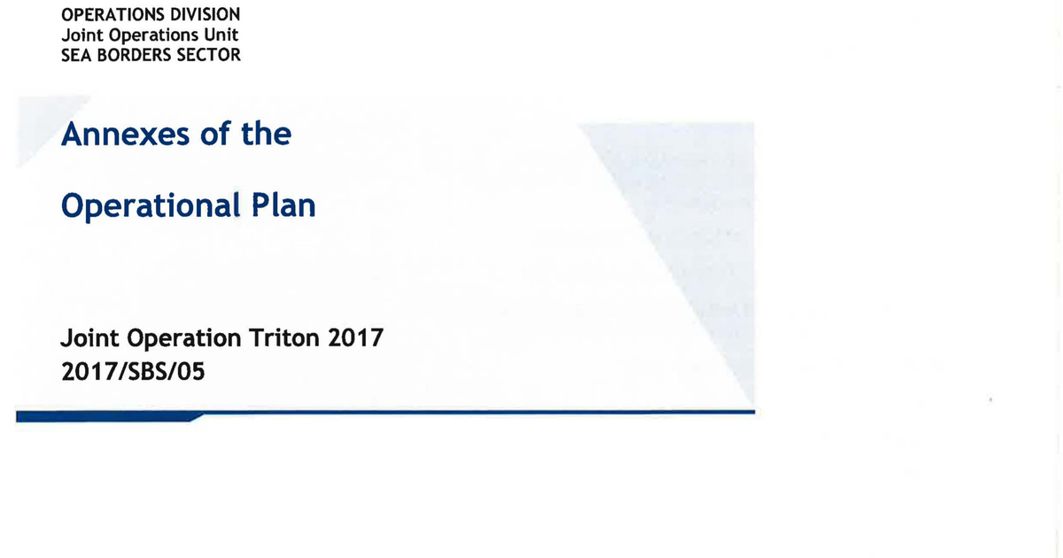 PAD_Specific Annexes of OPLAN JO Triton 2017_final version - FragDenStaat