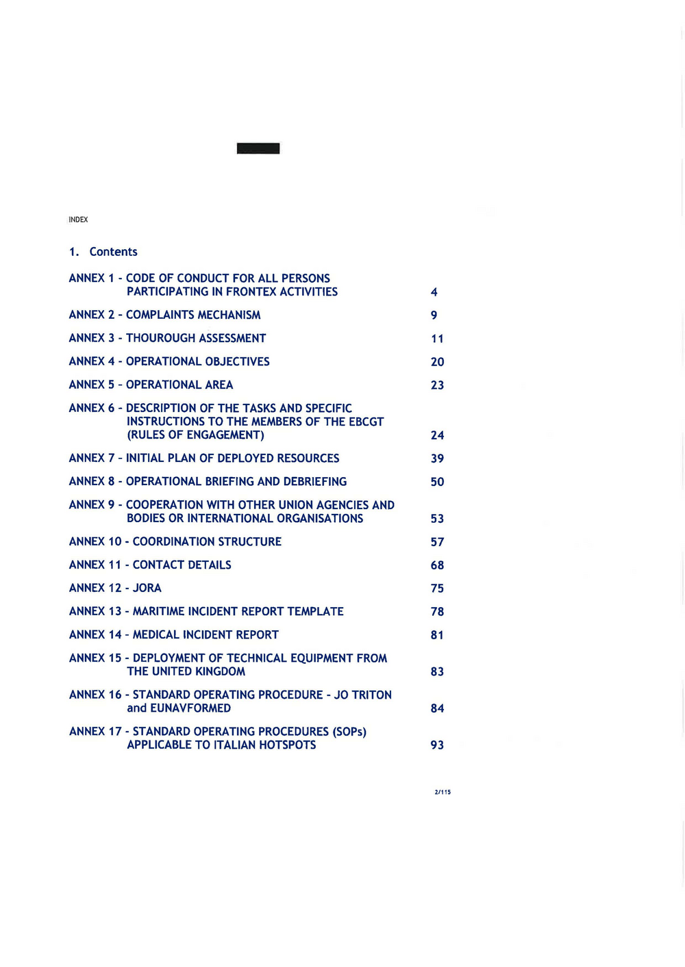 PAD_Specific Annexes of OPLAN JO Triton 2017_final version - FragDenStaat