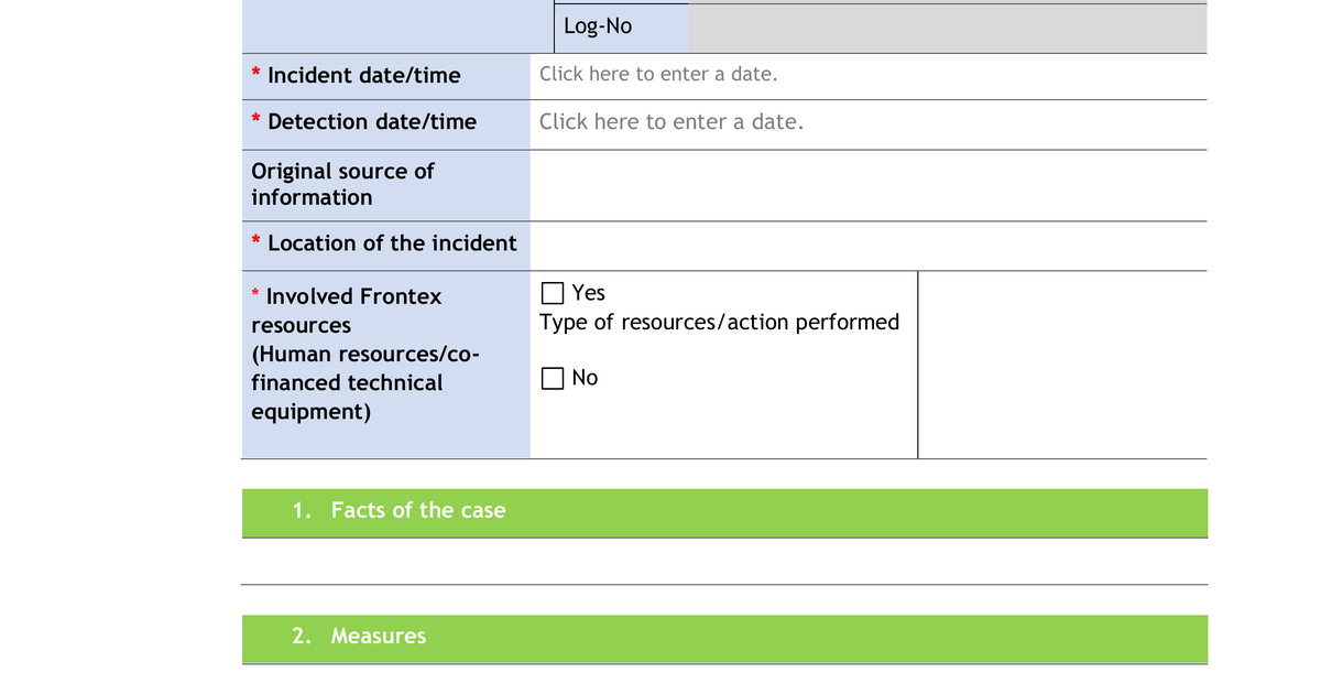 Serious Incident Report template - FragDenStaat