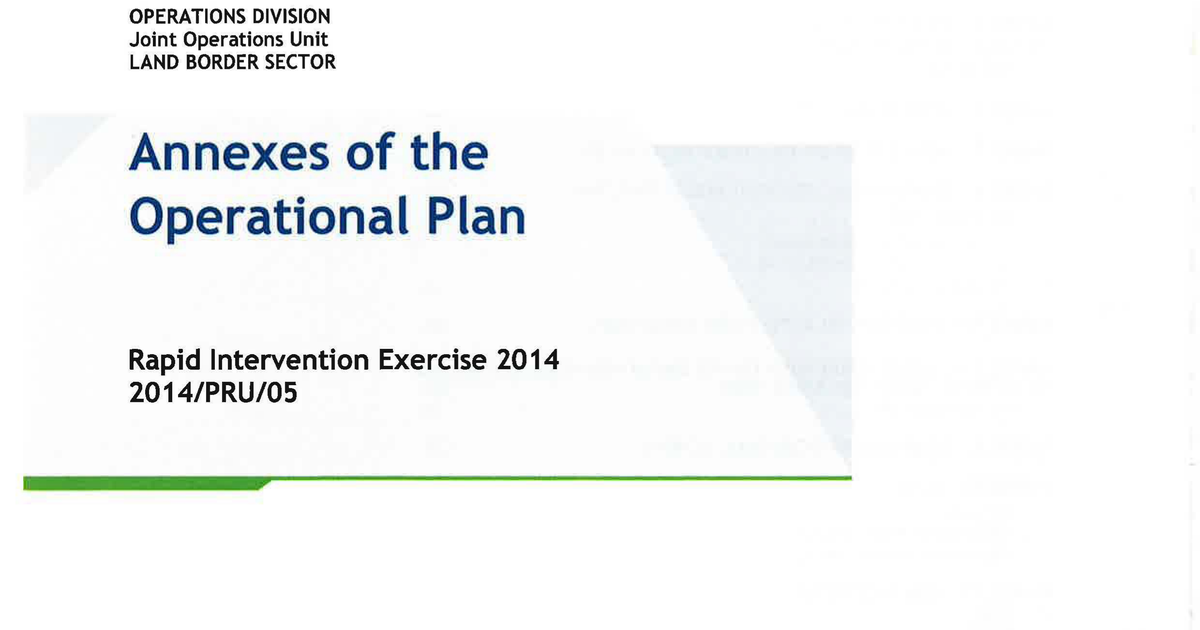 PAD Annexes to OPLAN Rex 2014 Final - FragDenStaat